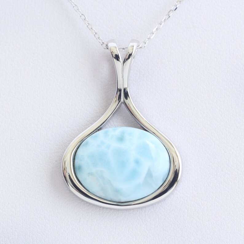 Larimar Necklace 925 Sterling Silver Gemstone Necklace - Etsy Larimar Necklace 925 Sterling Silver Gemstone Necklace - Etsy