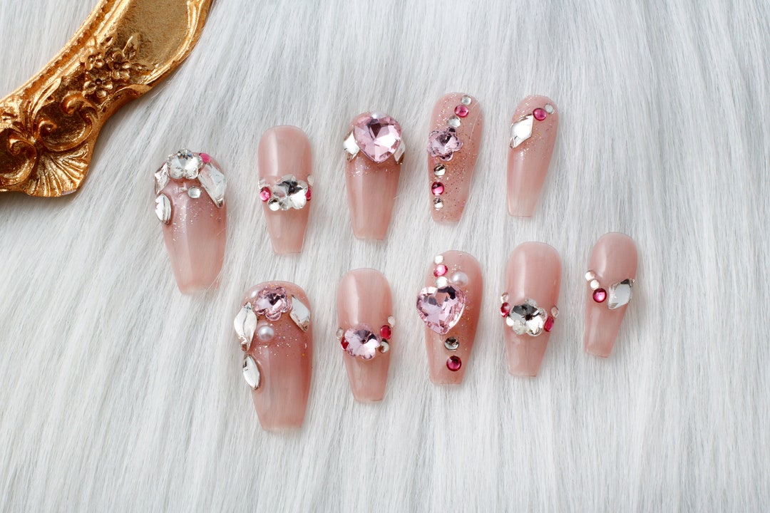 Rose Quartz Coffin Nails Exquisite Crystal Gemstone Press - Etsy