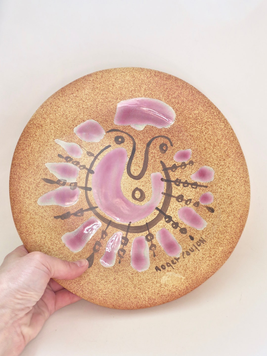 Jean COULON Stoneware Dish With Enamel Stylized Sun 1960 France, French ...
