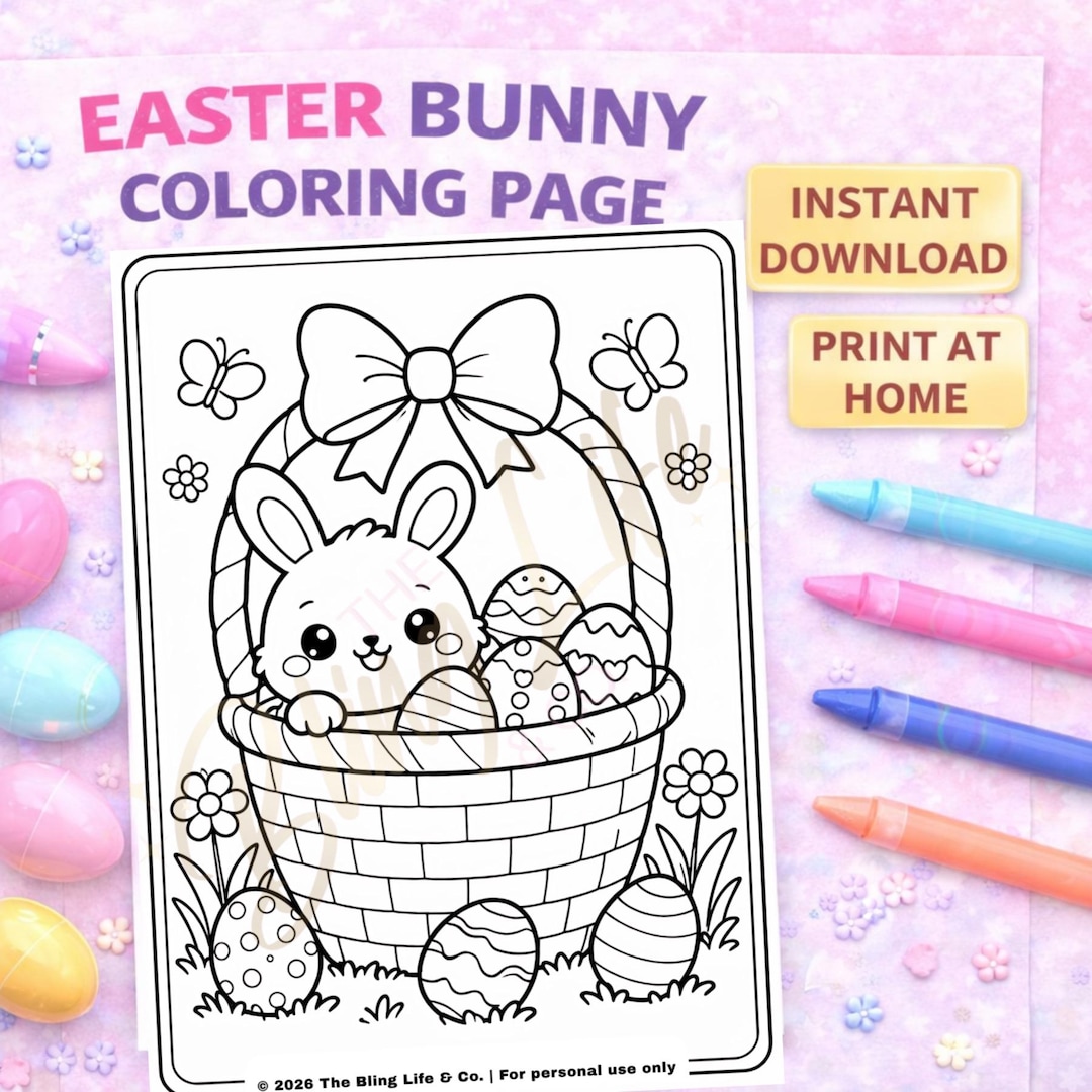 Easter Bunny Coloring Page | Printable for Kids | Spring Coloring Sheet ...