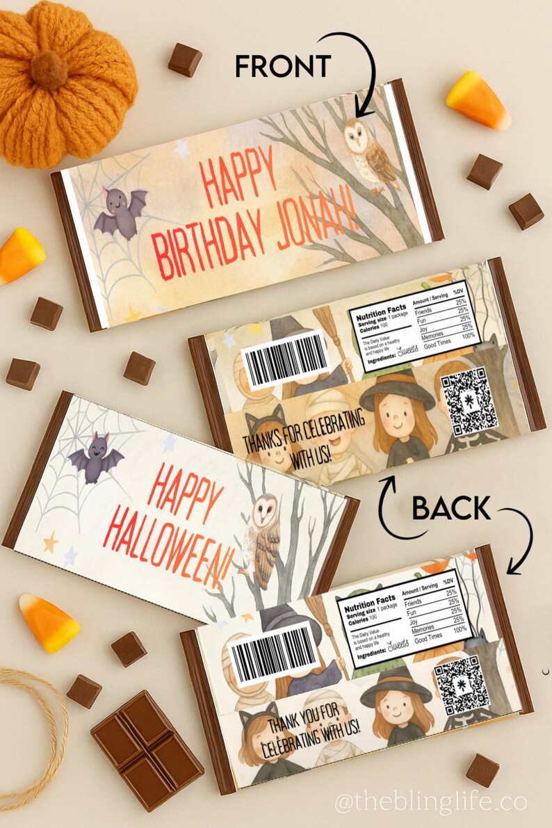 Calling All the Monsters Candy Bar Wrapper | Editable Halloween Party ...