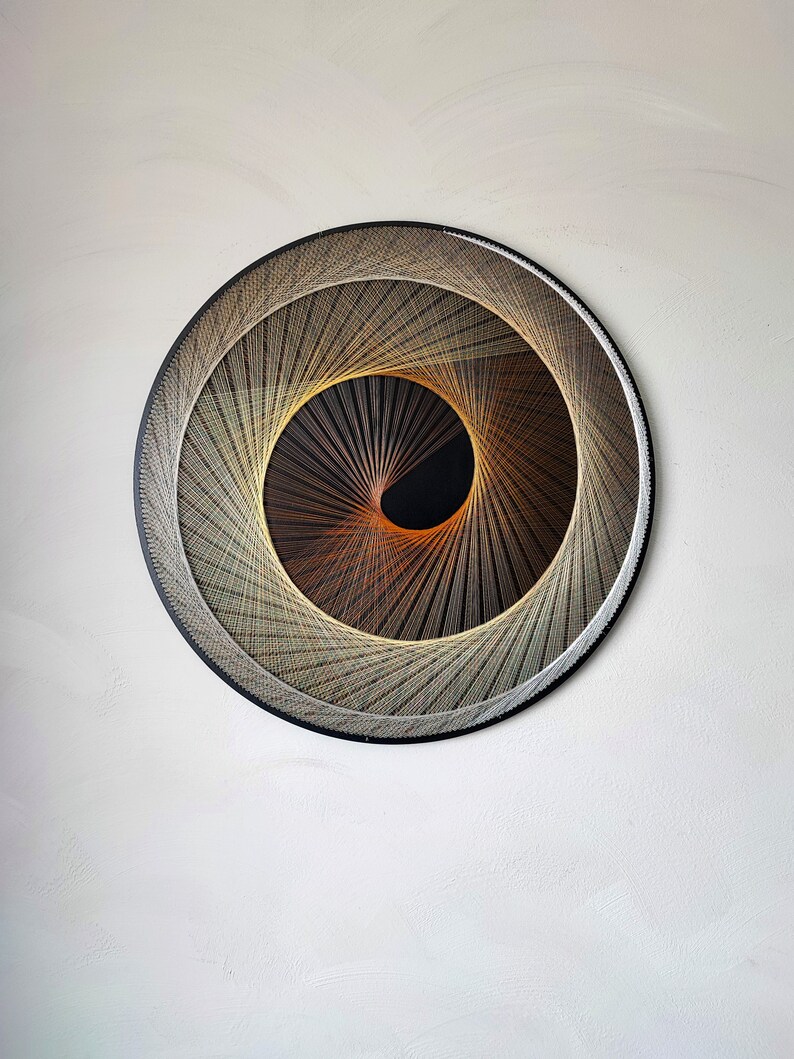 String Art Wall Decor Elegant Lines Spiral Creative Abstraction Green ...