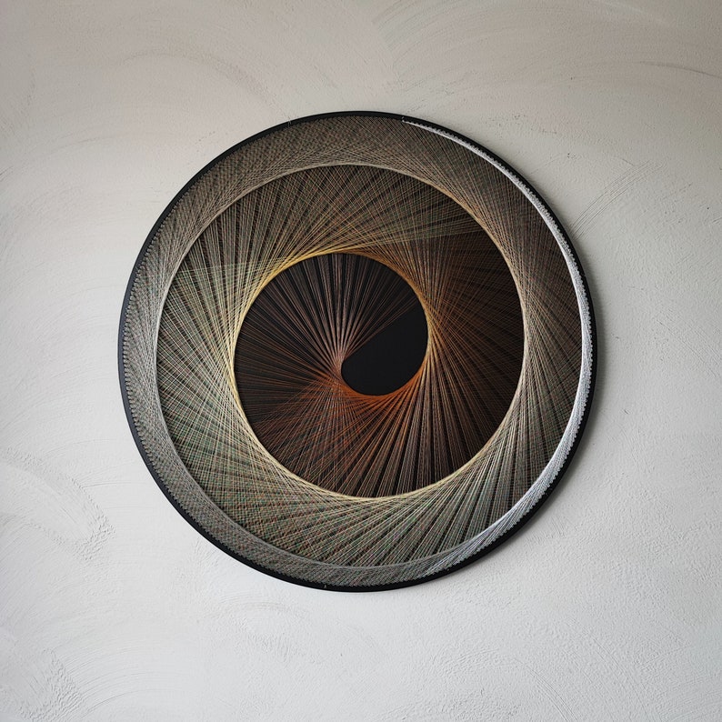 String Art Wall Decor Elegant Lines Spiral Creative Abstraction Green Home Decor Handmade 3d ...