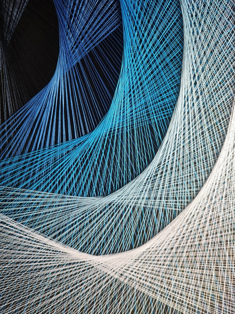 String Art Wall Decor Wave Elegant Lines Azure Abstraction Sea Breeze ...