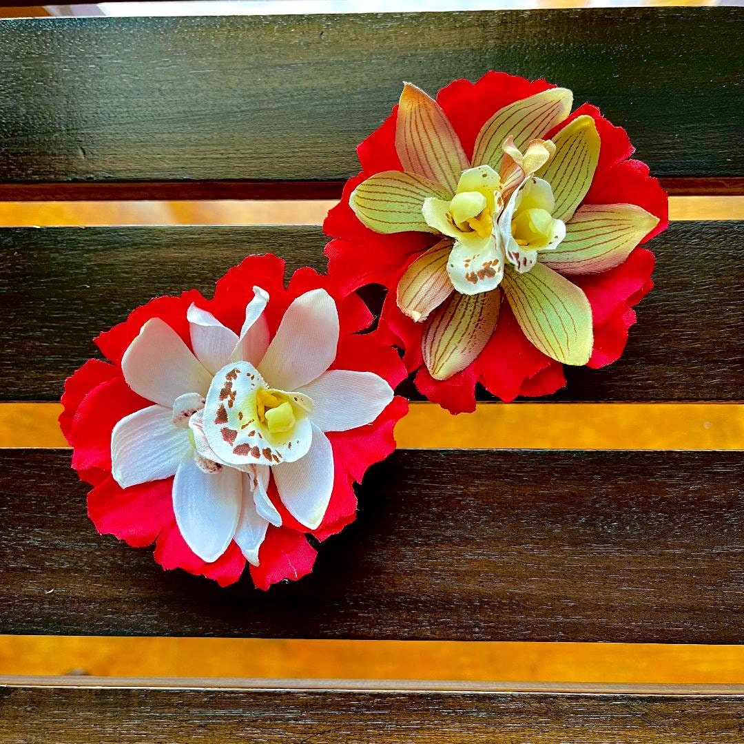 Set of Two Moana, Tropical, Islands Dance, Orchid Flowers Small Hair ...