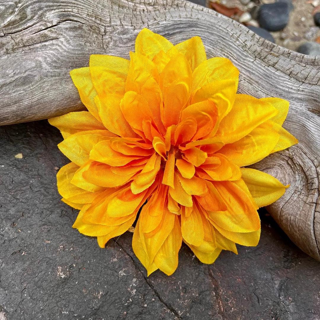 Golden Yellow Ex Large Dahlia Flower Hair Clip - Etsy