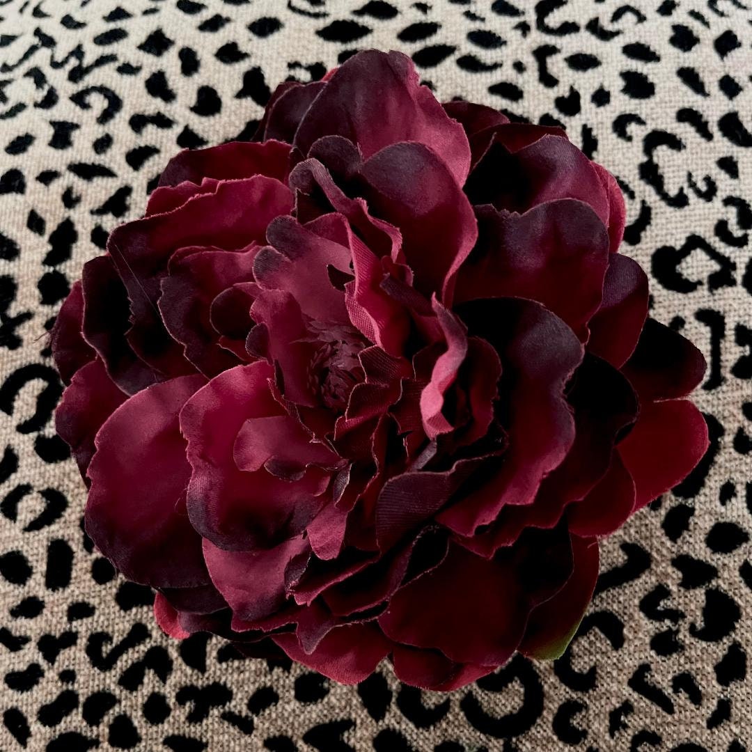 Burgundy/maroon Large Peony Flower Hair Clip - Etsy