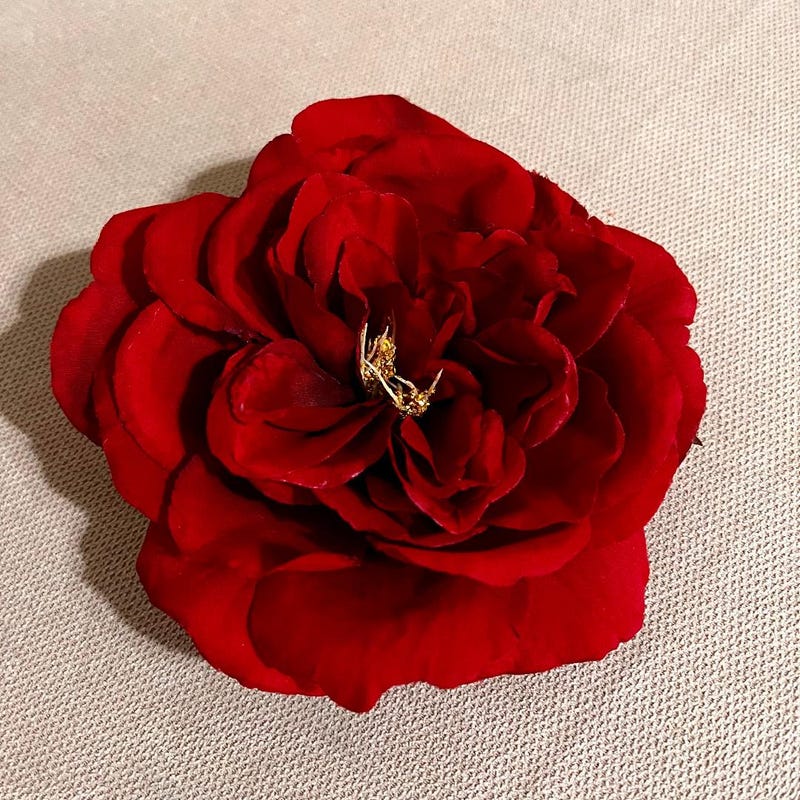 Red Silk Flower Hairpin - Etsy