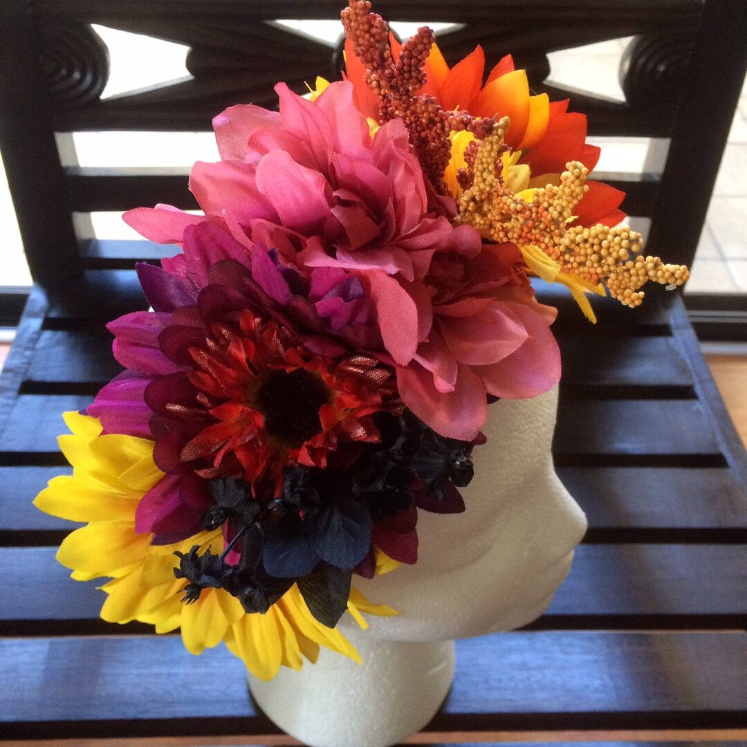 Frida Kahlo, Cinco De Mayo, Fiesta, Festival Multi Color Large Flowers ...