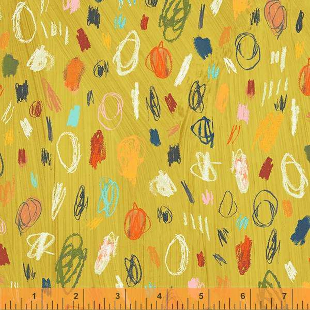 Happy by Carrie Bloomston, Artist in Mustard, per Half-yard, Windham ...