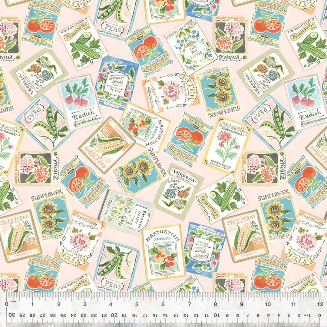 Robin by Clare Therese Gray, Seed Packets in Blush, per Half-yard ...