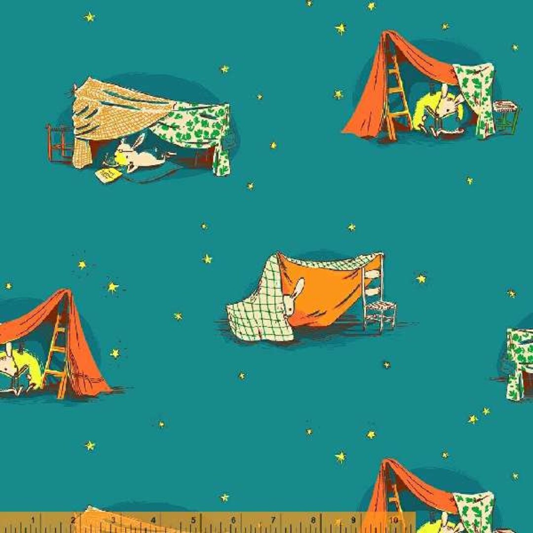 Lucky Rabbit, Quilt Tent in Aqua by Heather Ross for Windham Fabrics ...