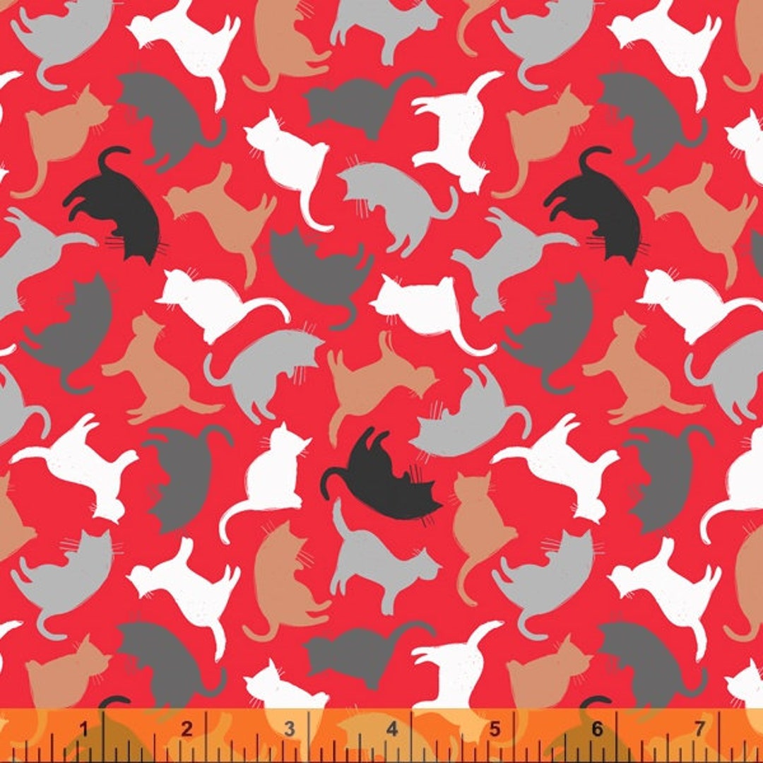 Mod Cats, Kitty Silhouettes in Red, Windham Fabrics, per Half Yard - Etsy