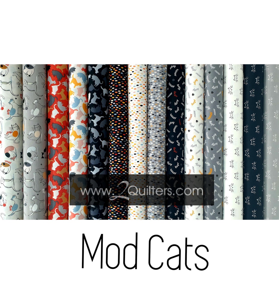 Mod Cats Kitty Silhouettes in Red Windham Fabrics per Half - Etsy