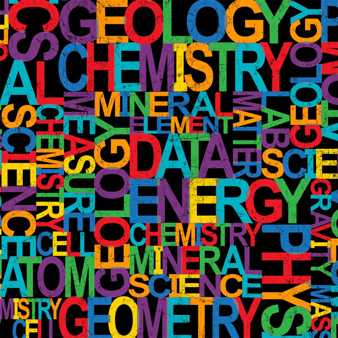 It's Elementary, Word Science in Black, Windham Fabrics, per Half Yard ...