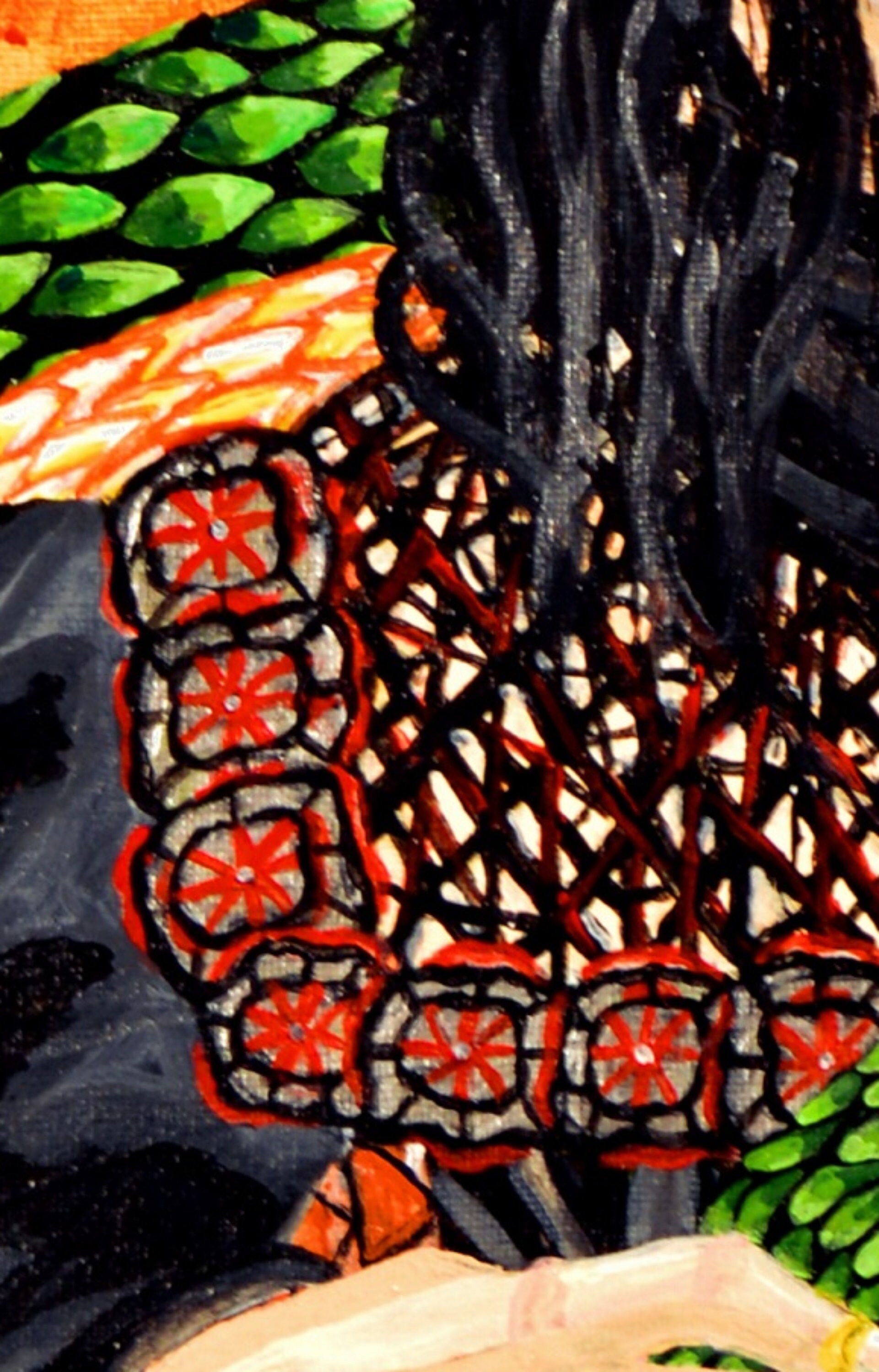 MARIANNE Witch Fan Acrylic PAINTING Green Snake and Crow Gothic Netflix ...