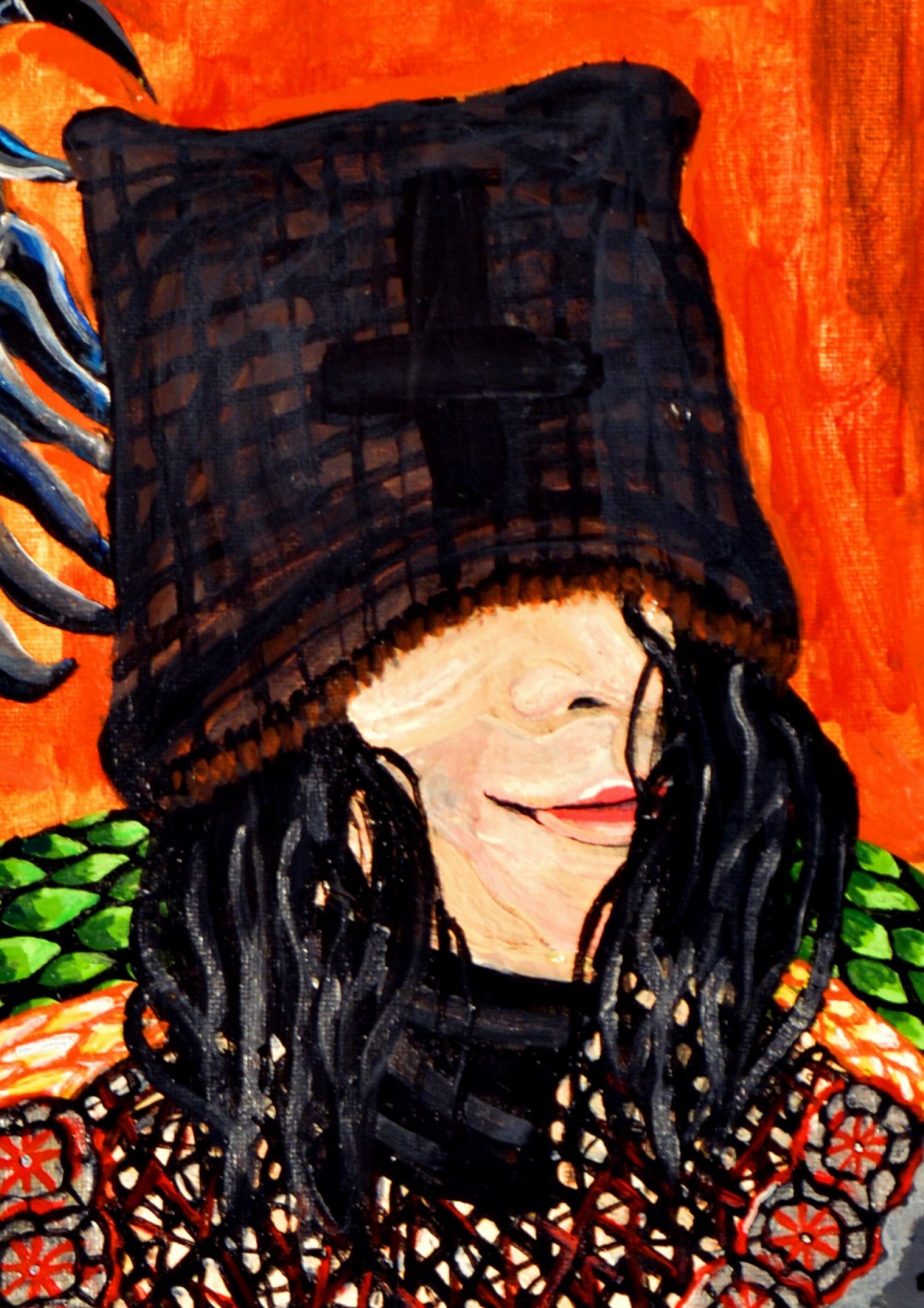 MARIANNE Witch Fan Acrylic PAINTING Green Snake and Crow Gothic Netflix ...