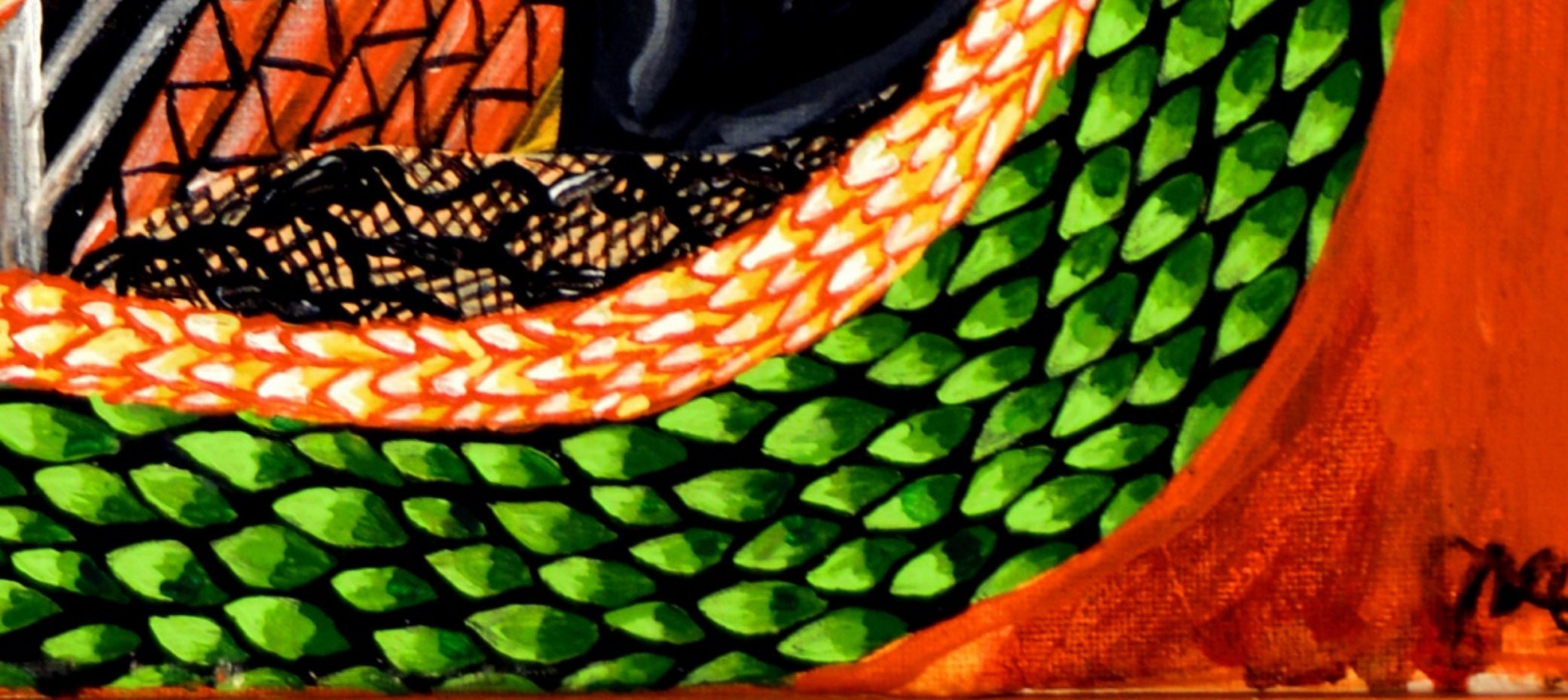 MARIANNE Witch Fan Acrylic PAINTING Green Snake and Crow Gothic Netflix ...