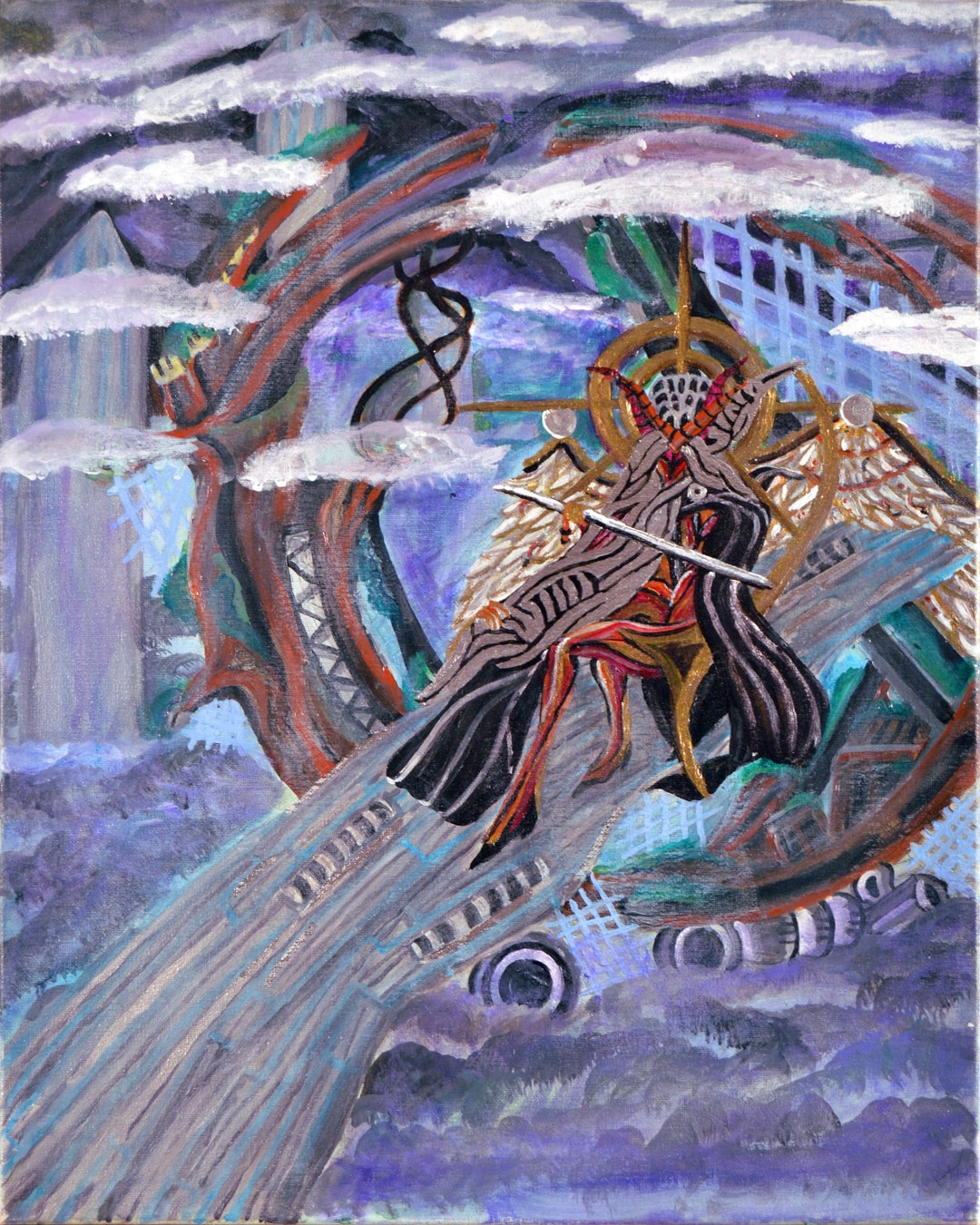 Angel of Music, Mixed Media ANGEL-DEMON Acrylic PAINTING - Water Color ...