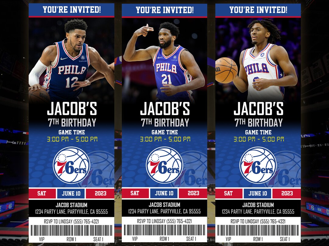 Philadelphia 76ers Themed Ticket Invitation, Philadelphia 76ers Invite ...