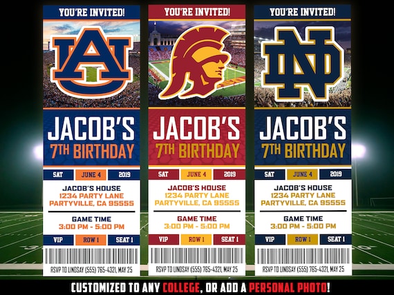 College Football Ticket Invite NCAA Theme Ticket Invitation - Etsy