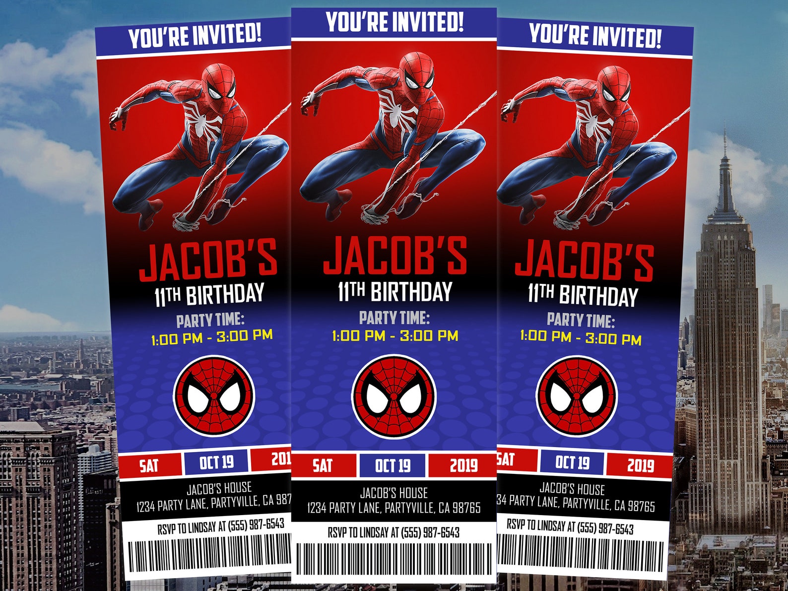 Spiderman Ticket Invite, Marvel Themed Invite, Spider Man Birthday ...