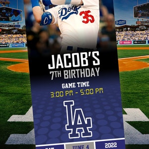 Los Angeles Dodgers Themed Ticket Invitation, Dodgers Ticket Invite, LA ...