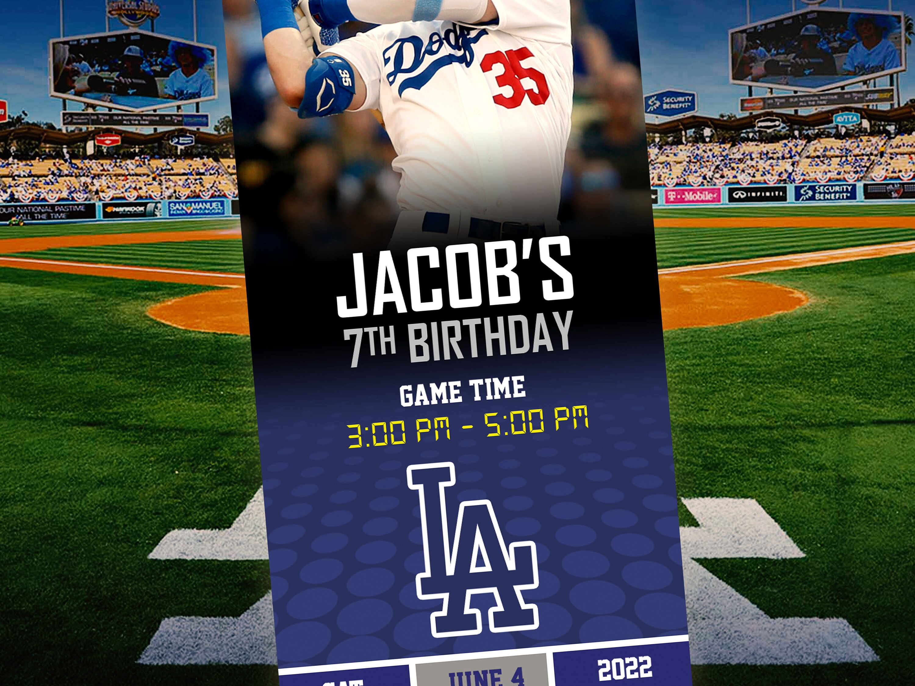 Los Angeles Dodgers Themed Ticket Invitation, Dodgers Ticket Invite, LA ...