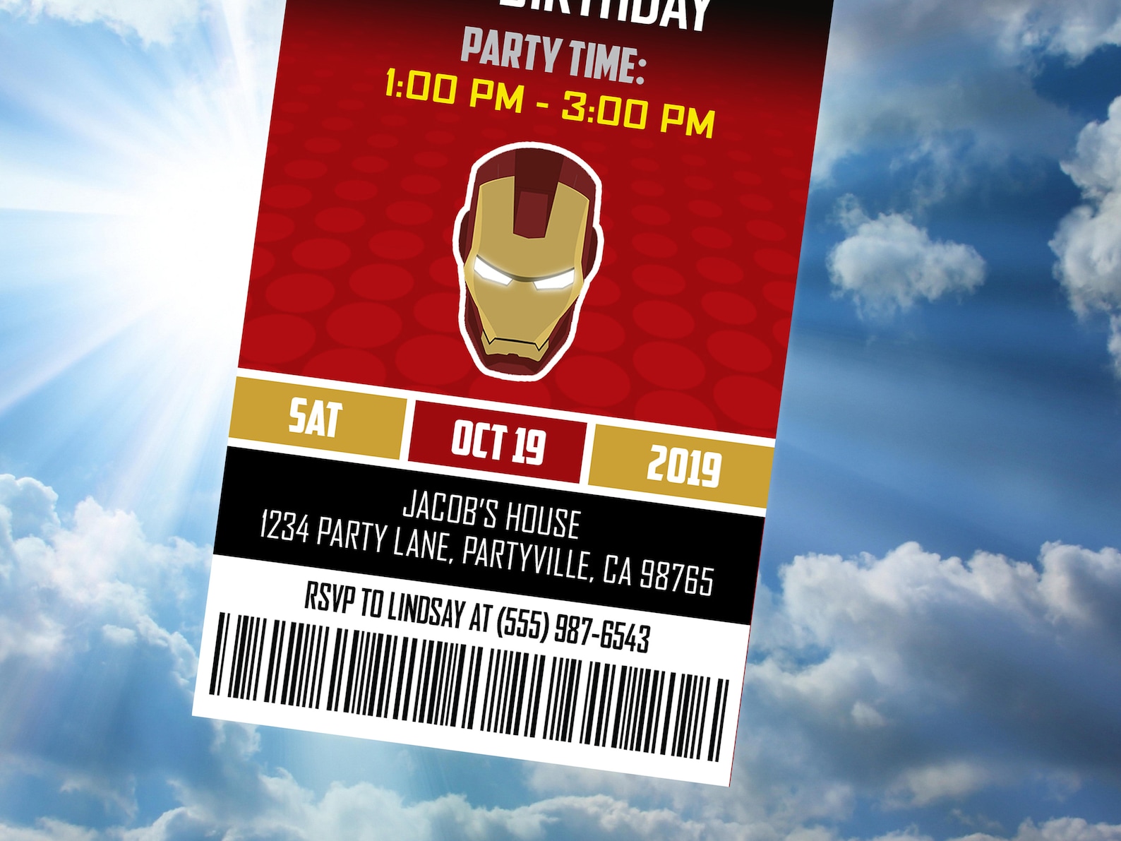 Ironman Ticket Invite Marvel Themed Invite Iron Man Birthday - Etsy