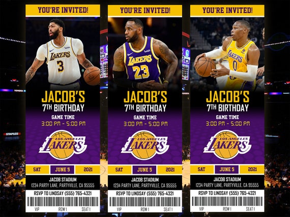 Los Angeles Lakers Themed Ticket Invitation Lakers Ticket - Etsy