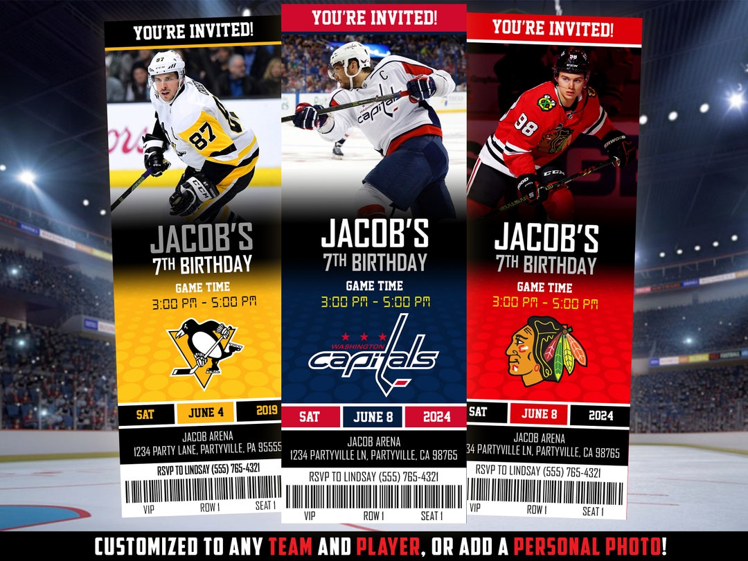 Hockey Ticket Invitation, NHL Invite, Sports Themed Ticket Invite, NHL ...