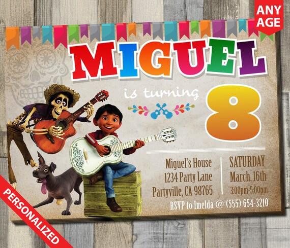 Coco Invitation Coco Birthday Party Disney Pixar Coco | Etsy