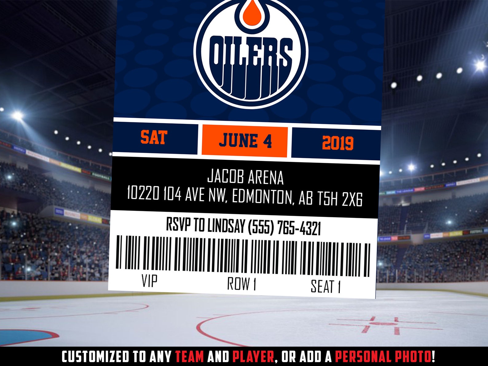 Hockey Ticket Invitation, NHL Invite, Sports Themed Ticket Invite, NHL ...