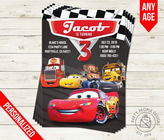 Disney Cars Personalized Birthday Invitations