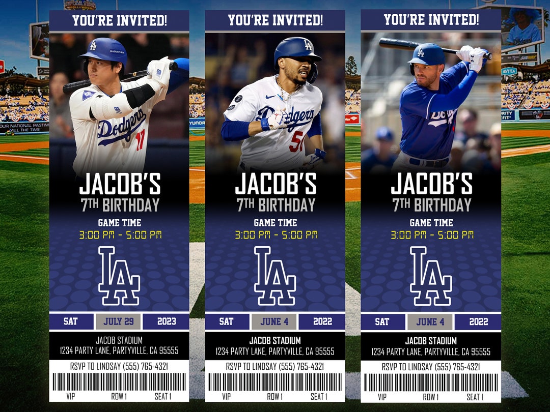 Los Angeles Dodgers Themed Ticket Invitation, Dodgers Ticket Invite, LA ...