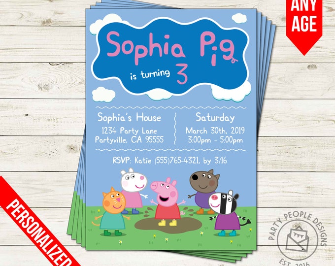 Peppa Pig Invitation, Peppa Invite, Peppa Pig Birthday Party, Peppa ...
