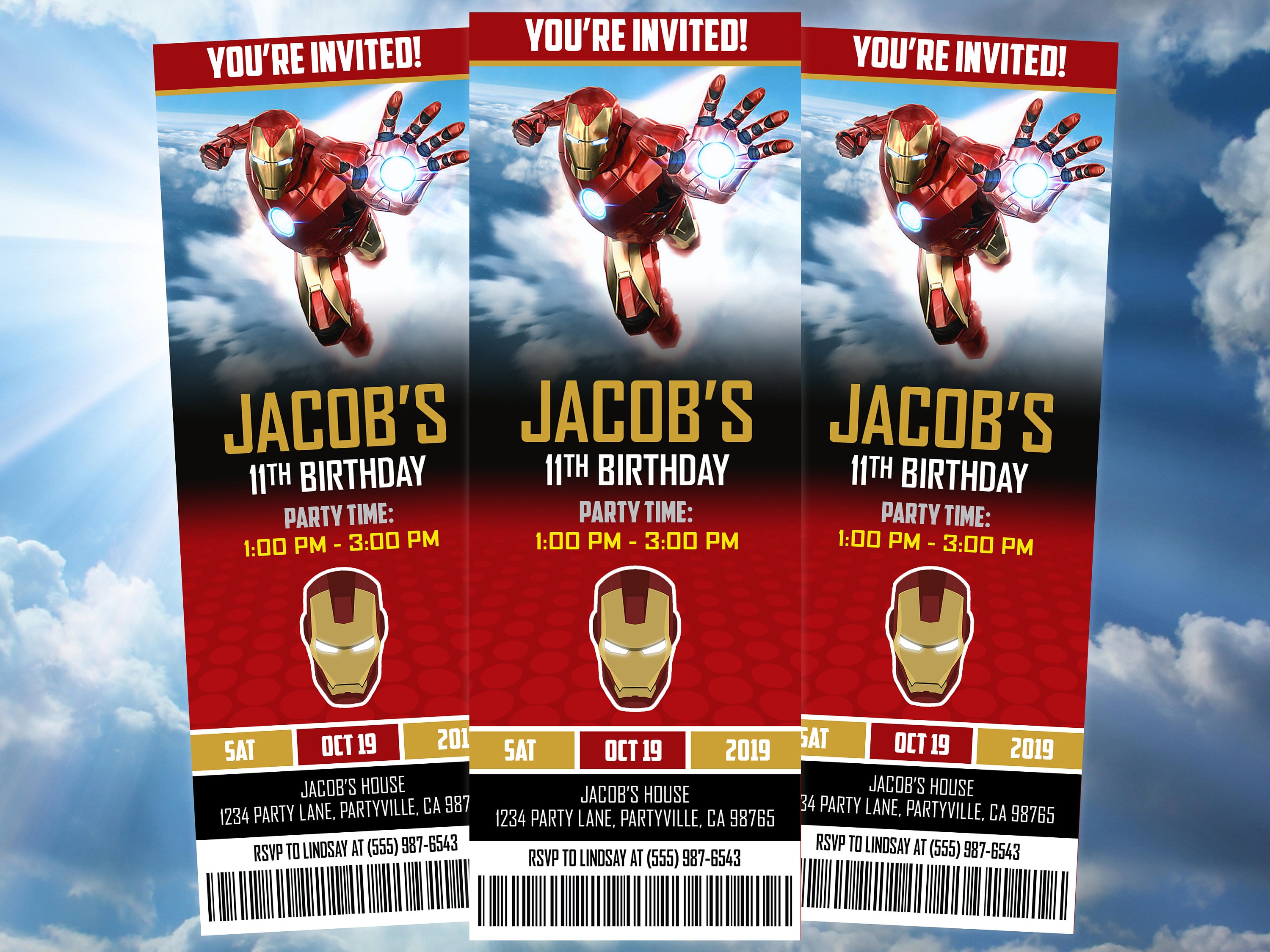 Ironman Ticket Invite, Marvel Themed Invite, Iron Man Birthday ...