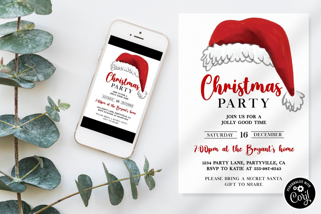 Editable Christmas Party Invitation, Christmas Party Invitation, Party ...
