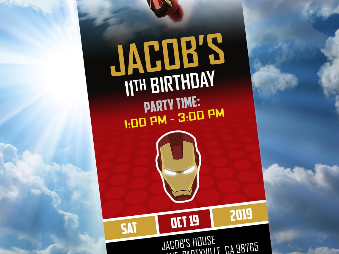 Ironman Ticket Invite Marvel Themed Invite Iron Man Birthday - Etsy