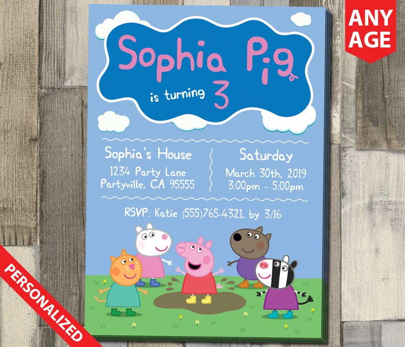 Peppa Pig Invitation Peppa Invite Peppa Pig Birthday Party | Etsy