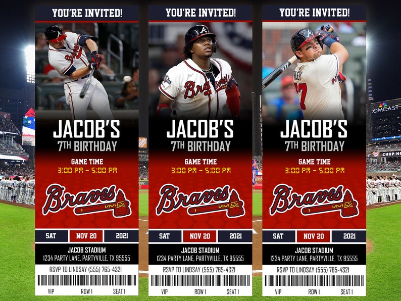 Atlanta Braves Themed Ticket Invitation, Braves Ticket Invite, MLB ...