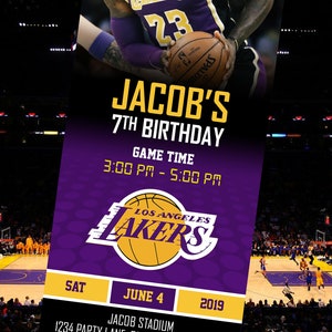 Los Angeles Lakers Themed Ticket Invitation, Lakers Ticket Invite ...
