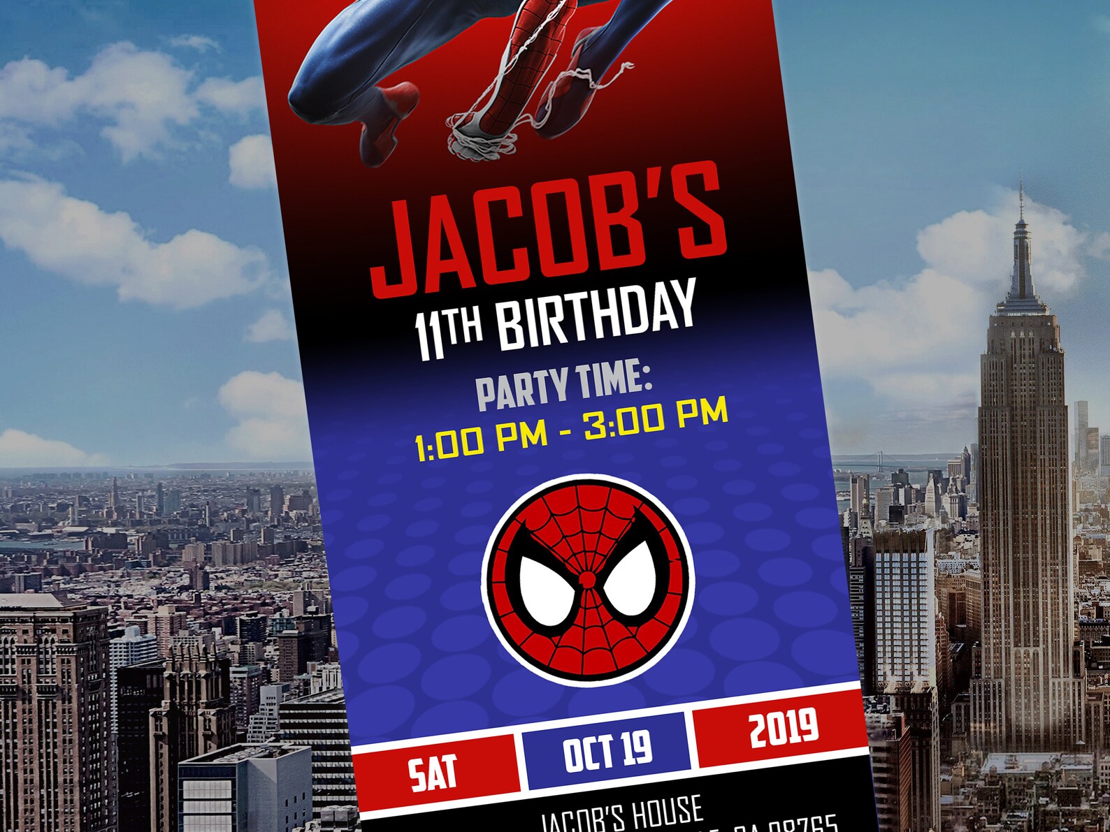 Spiderman Ticket Invite, Marvel Themed Invite, Spider Man Birthday ...