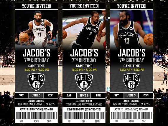 Brooklyn Nets Themed Ticket Invitation Nets Ticket Invite | Etsy