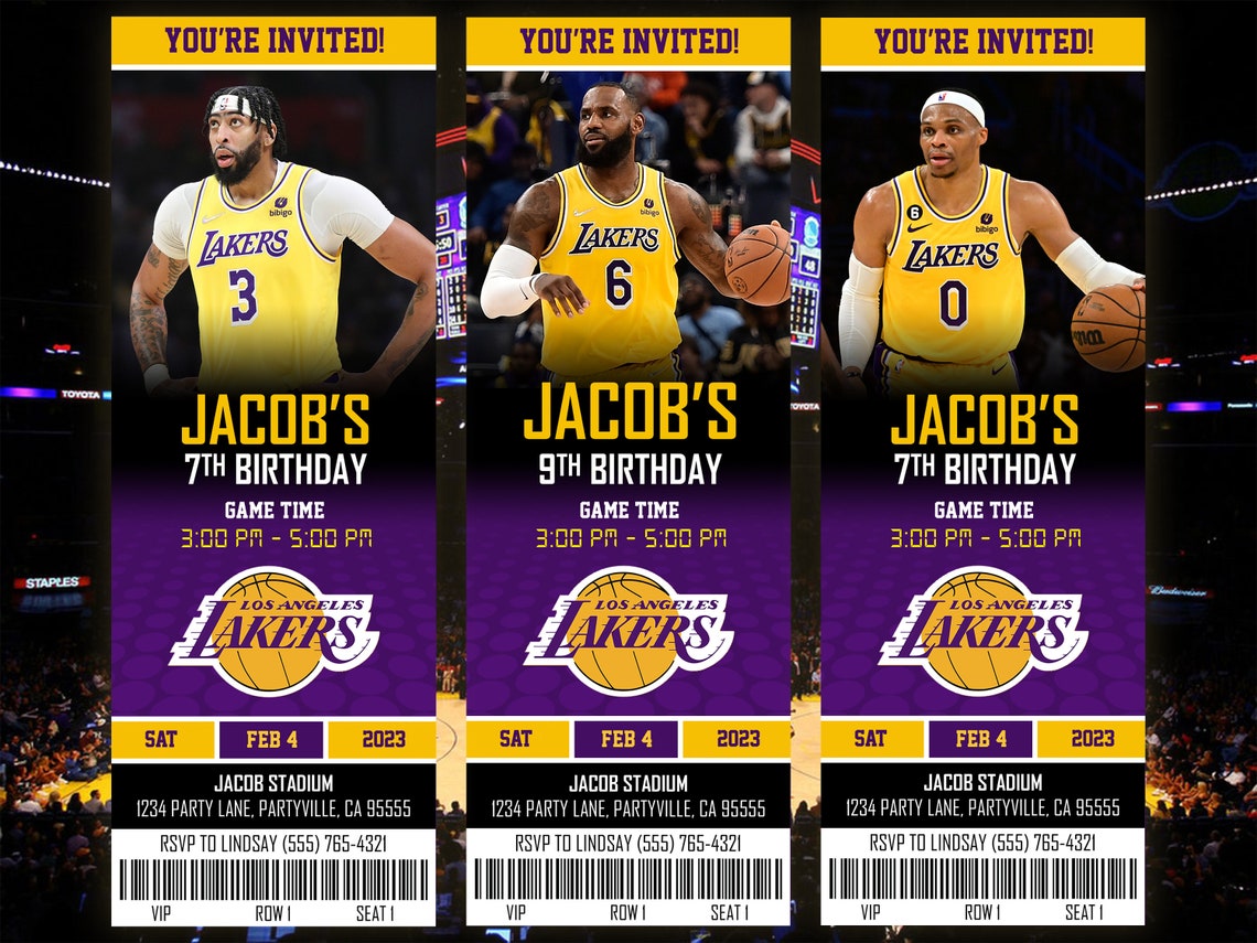 Los Angeles Lakers Themed Ticket Invitation Lakers Ticket - Etsy