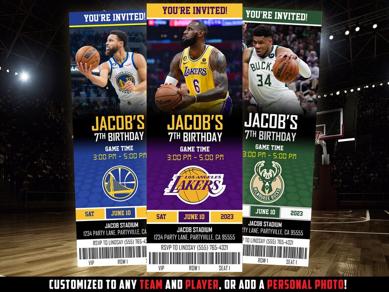 Basketball Ticket Invitation Bball Invite Basketball Mock - Etsy