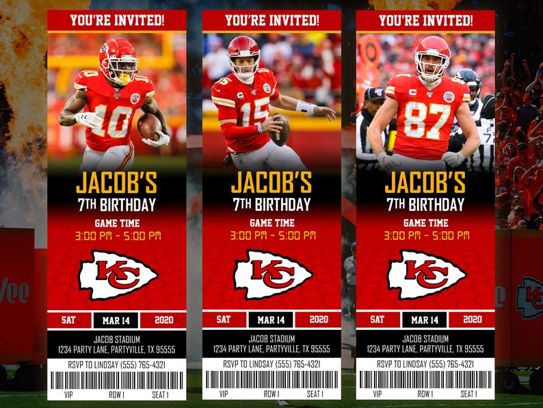 Kansas City Chiefs Themed Ticket Invitation Chiefs Ticket - Etsy
