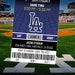 Los Angeles Dodgers Themed Ticket Invitation, Dodgers Ticket Invite, LA ...