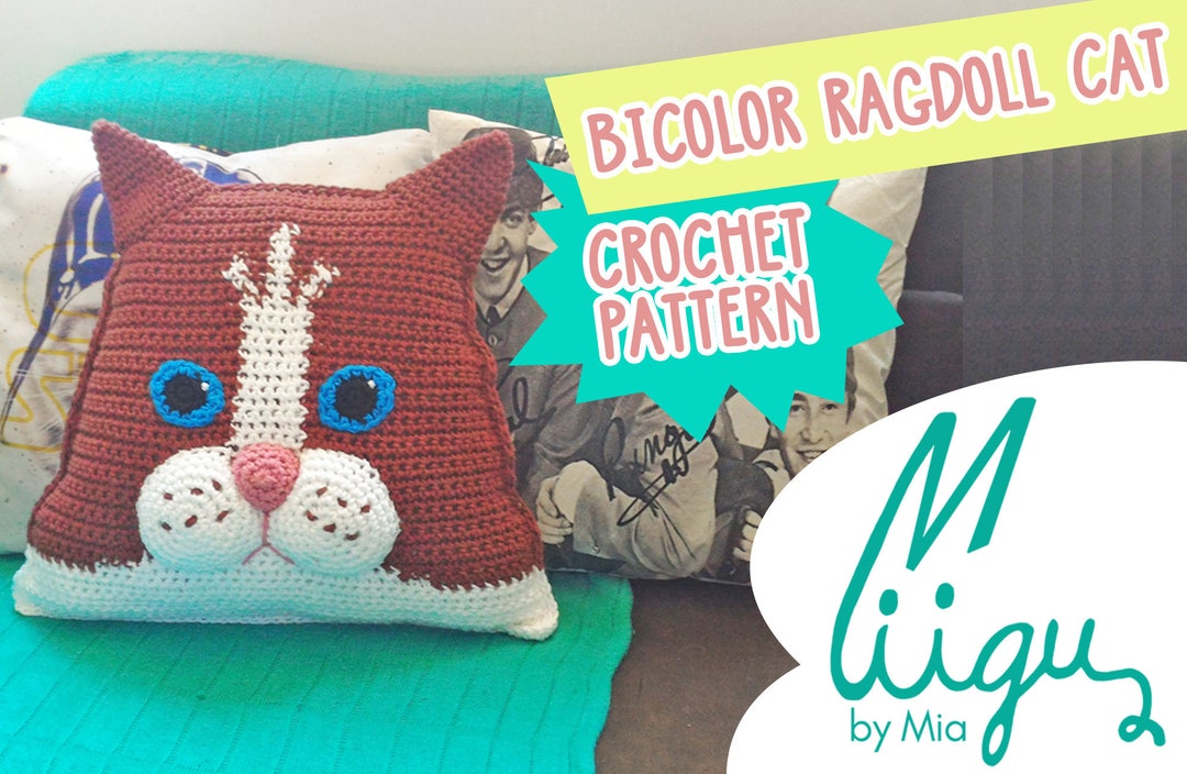 Bicolor Ragdoll Cat Shaped Pillow Crochet Pattern - Etsy