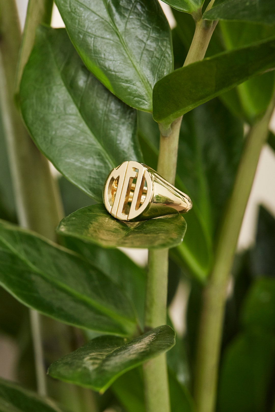 18k Gold MEL Logo Signet Ring - Etsy